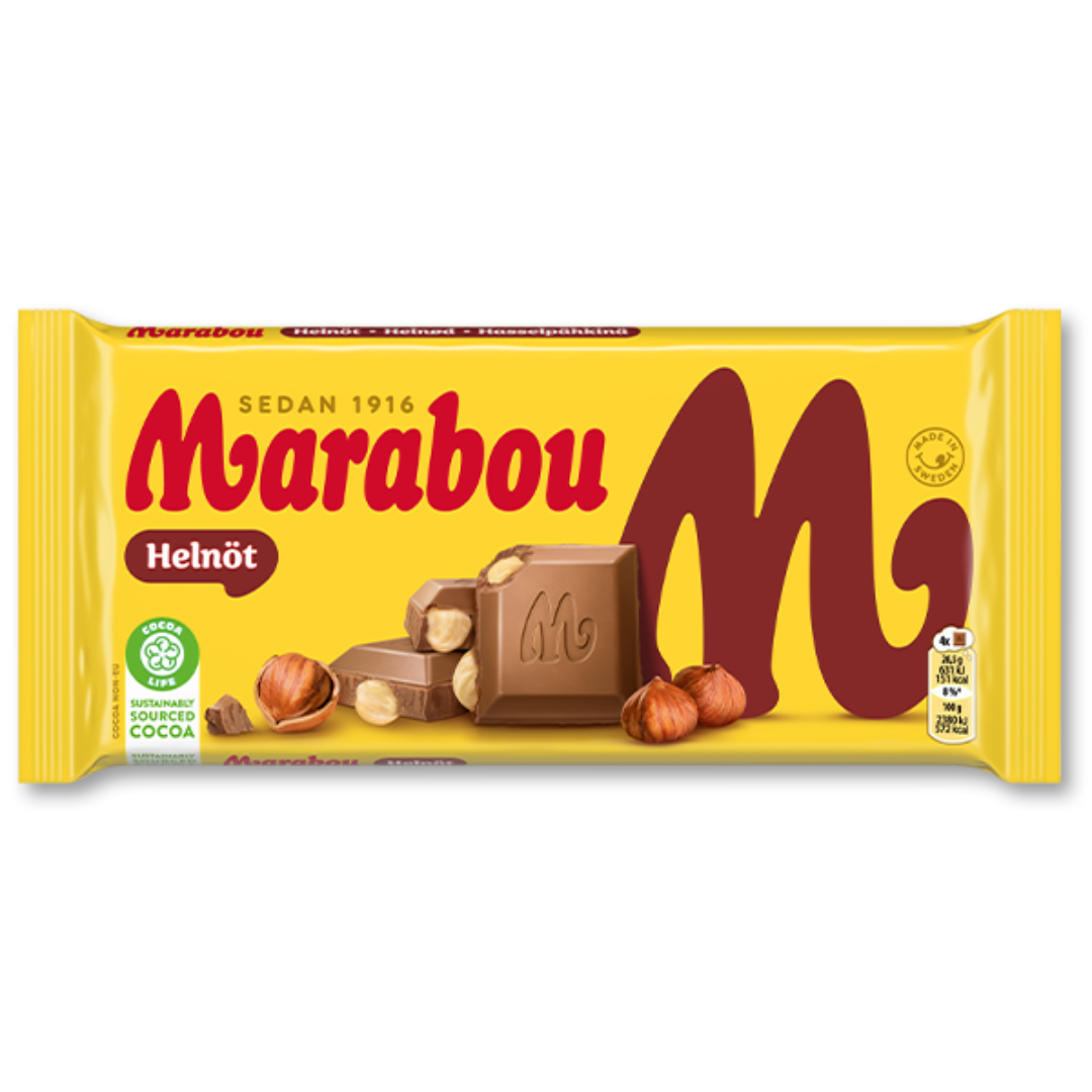 Marabou Whole-nut Bar 200g – Swedish Milk Chocolate with Whole ...